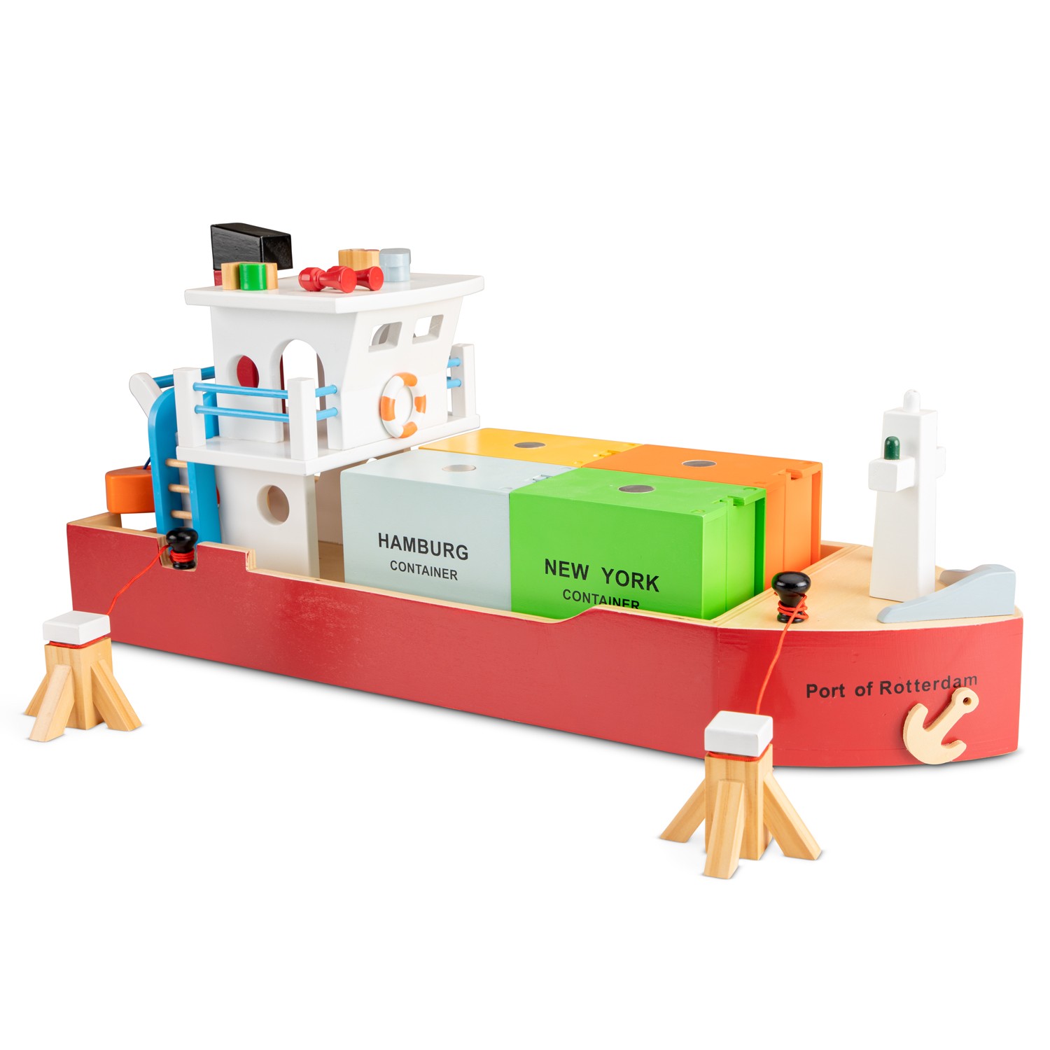 Container ship with 4 containers | New Classic Toys