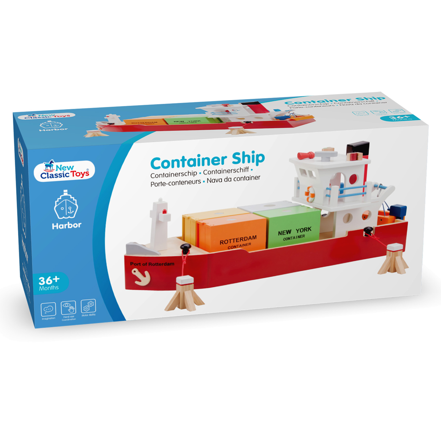 Container ship with 4 containers | New Classic Toys