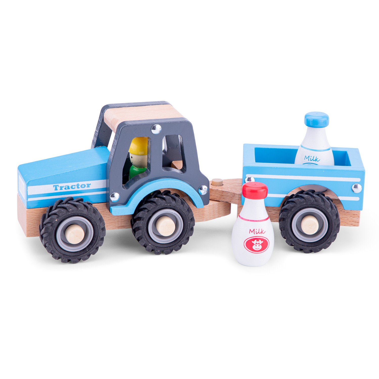 Tractor with trailer - milk bottles | New Classic Toys