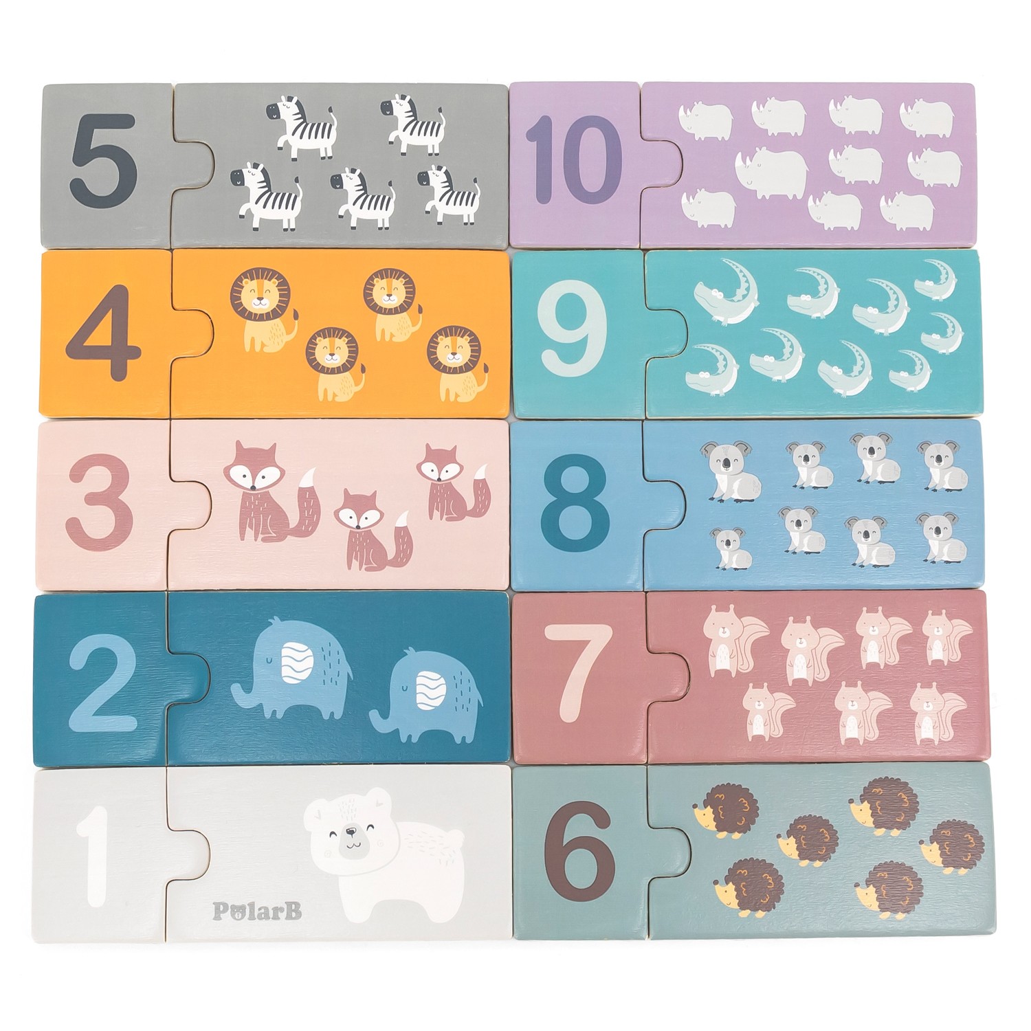 PolarB® Wooden Number Puzzles – 2-in-1 Set | New Classic Toys