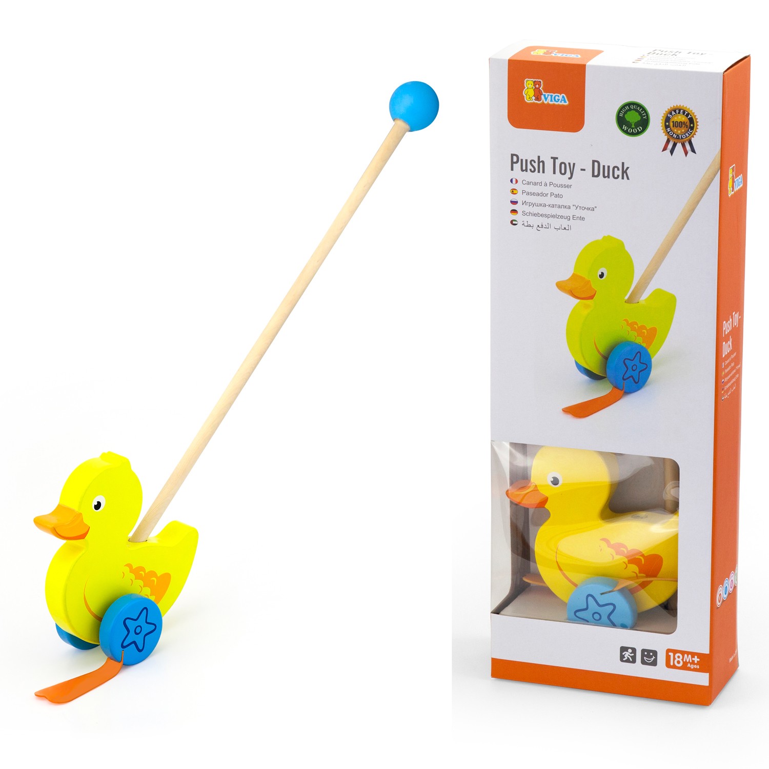 Viga Toys® Wooden Push Along Duck | New Classic Toys